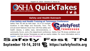 OSHA QuickTakes & Safety Fest TN – Safety Fest TN